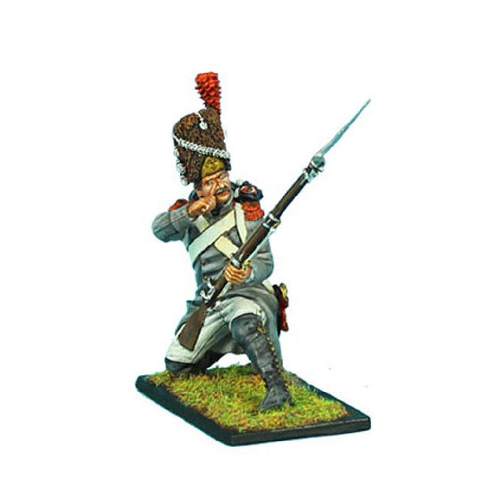 French 18th Line Infantry Grenadier Kneeling in Greatcoat - Saimex Toys
