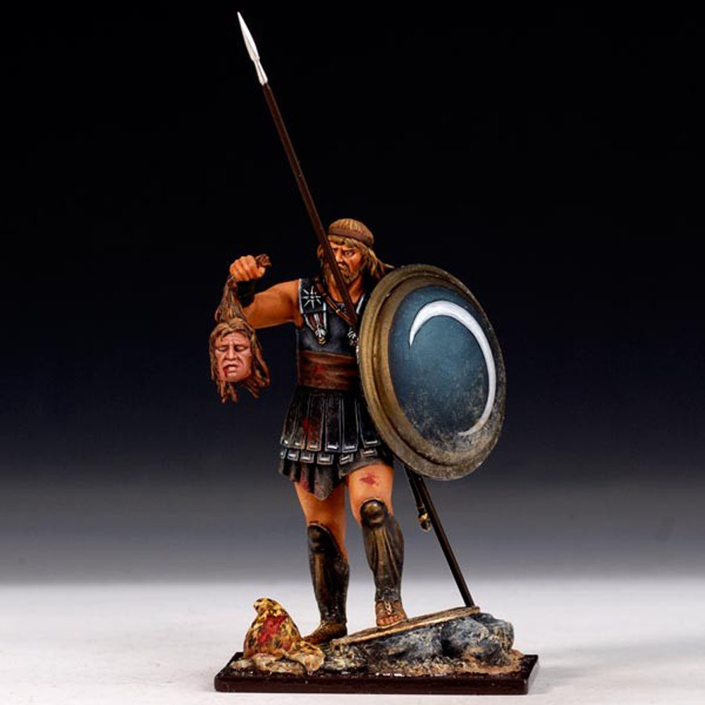 Thespian Warrior w/Shield & Spear, Holding Head - Saimex Toys
