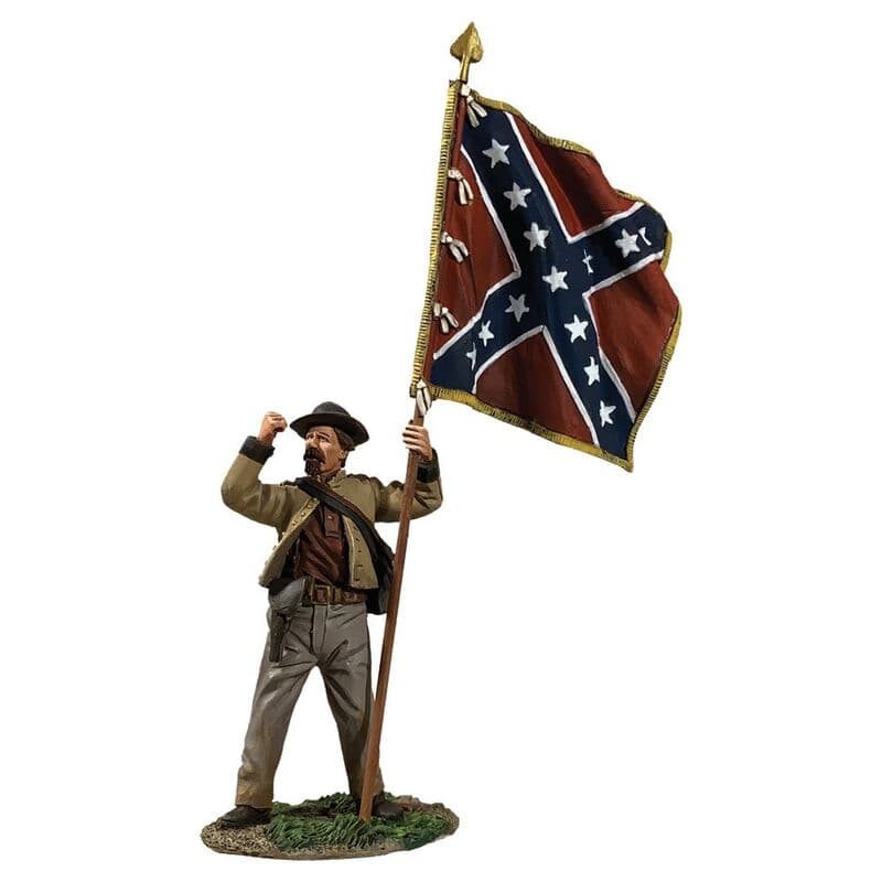 Defiant Confederate Infantry Waving ANV Flag - Saimex Toys